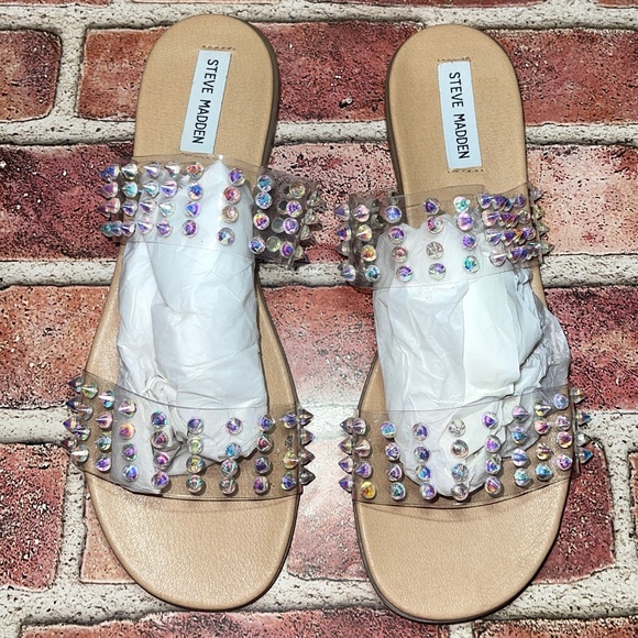 Steve Madden | Shoes | New Steve Madden Blizie Slide Sandal Clear ...